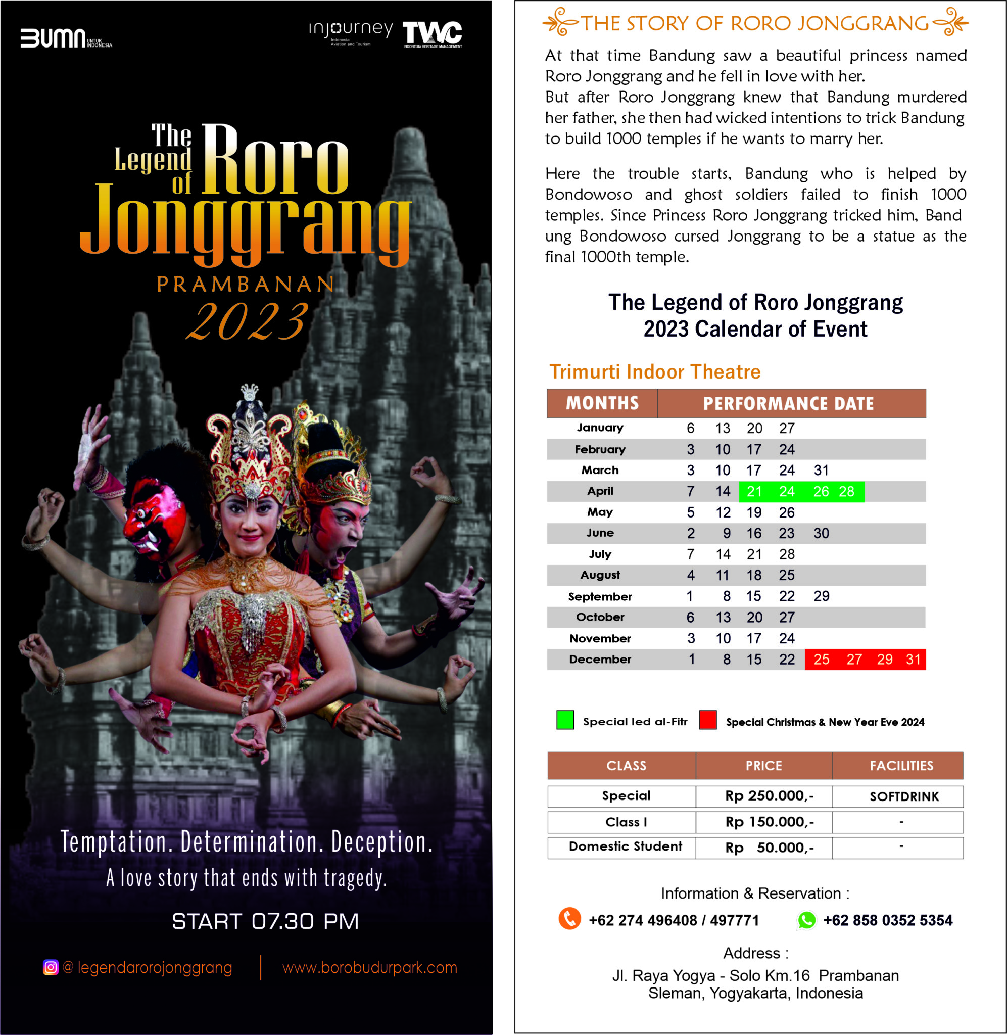 The Legend of Roro Jonggrang 2023 Calendar of Event - Taman Wisata Candi